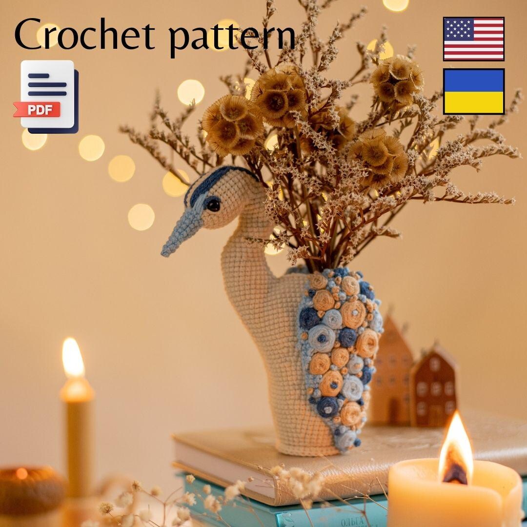 Crochet Heron Pattern, Amigurumi Bird Vase and Figurine ENG, UKR - Etsy