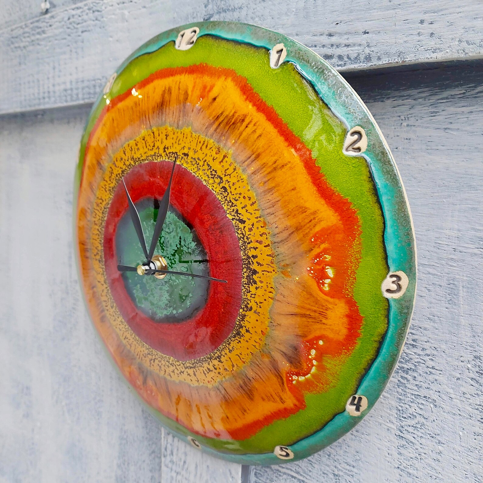 Art Clock Ceramic Clock Wall Round Clock Unique Clock - Etsy