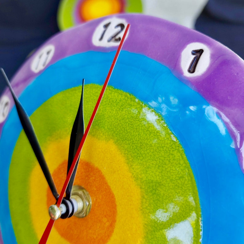 Colorful Clock Ceramic Wall Art Clock Kitchen Clock - Etsy