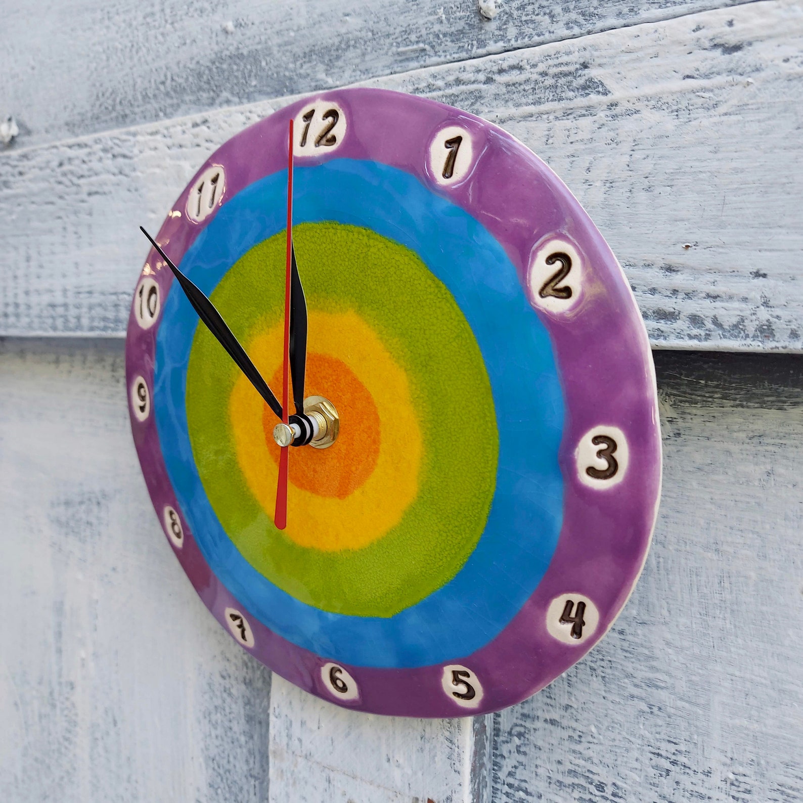 Colorful Clock Ceramic Wall Art Clock Kitchen Clock - Etsy