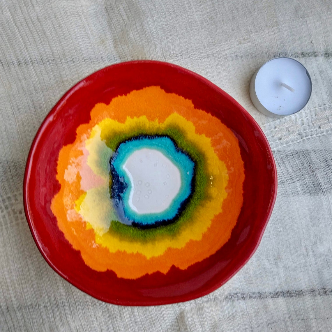 Ceramic Rainbow Plate Gift For Her Handmade Unique Bowl | Etsy