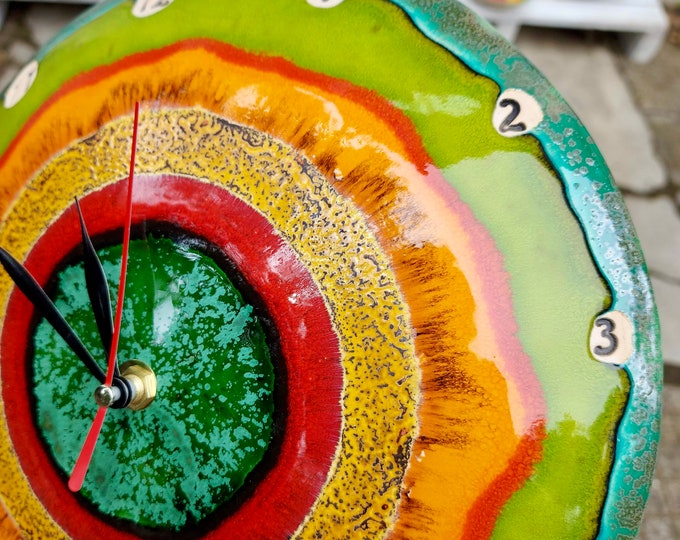 Ceramic Clock Wall Round Clock Unique Clock Handmade - Etsy