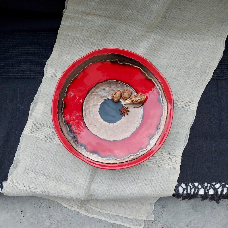 Red Wall Plate Christmas Home Decor Wall Ceramic Unique | Etsy