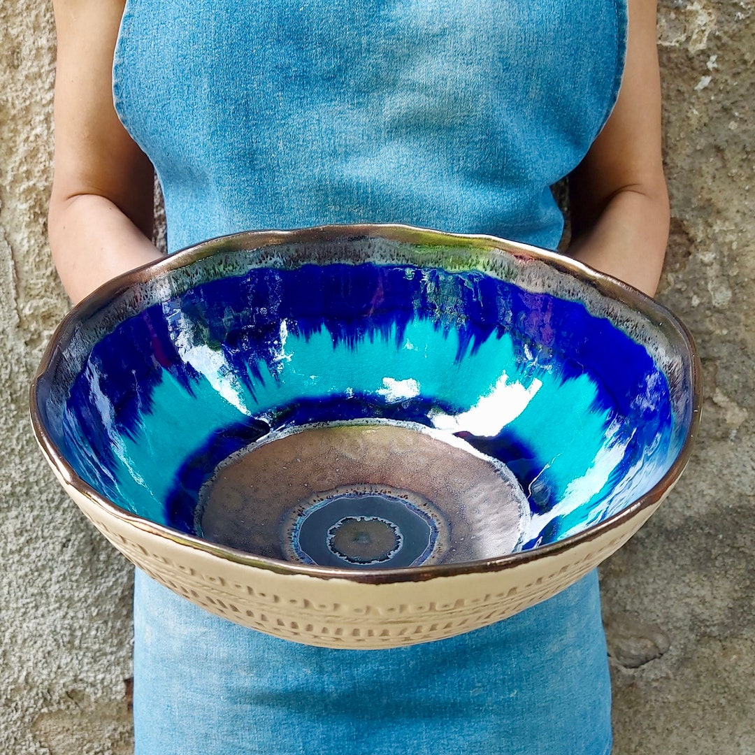 Large Pottery Bowl, Unique Wedding Gift, Ceramic Art, Table Decor ...