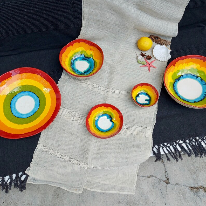 Ceramic Rainbow Plate Gift for Her Handmade Unique Bowl | Etsy