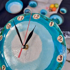 Unique Wall Clock Blue Art Ceramic Clock Blue Home Decor - Etsy