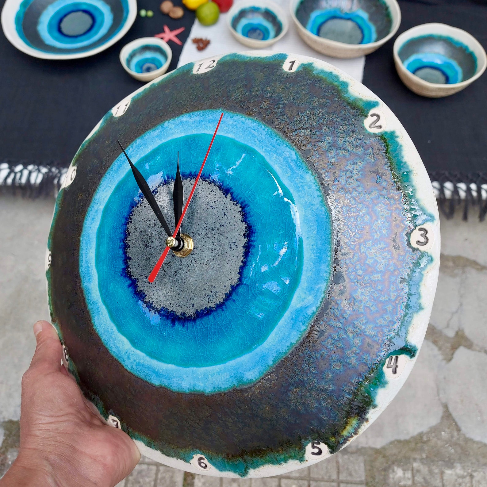 Unique Clock Art Clock Ceramic Clock Wall Round Clock - Etsy