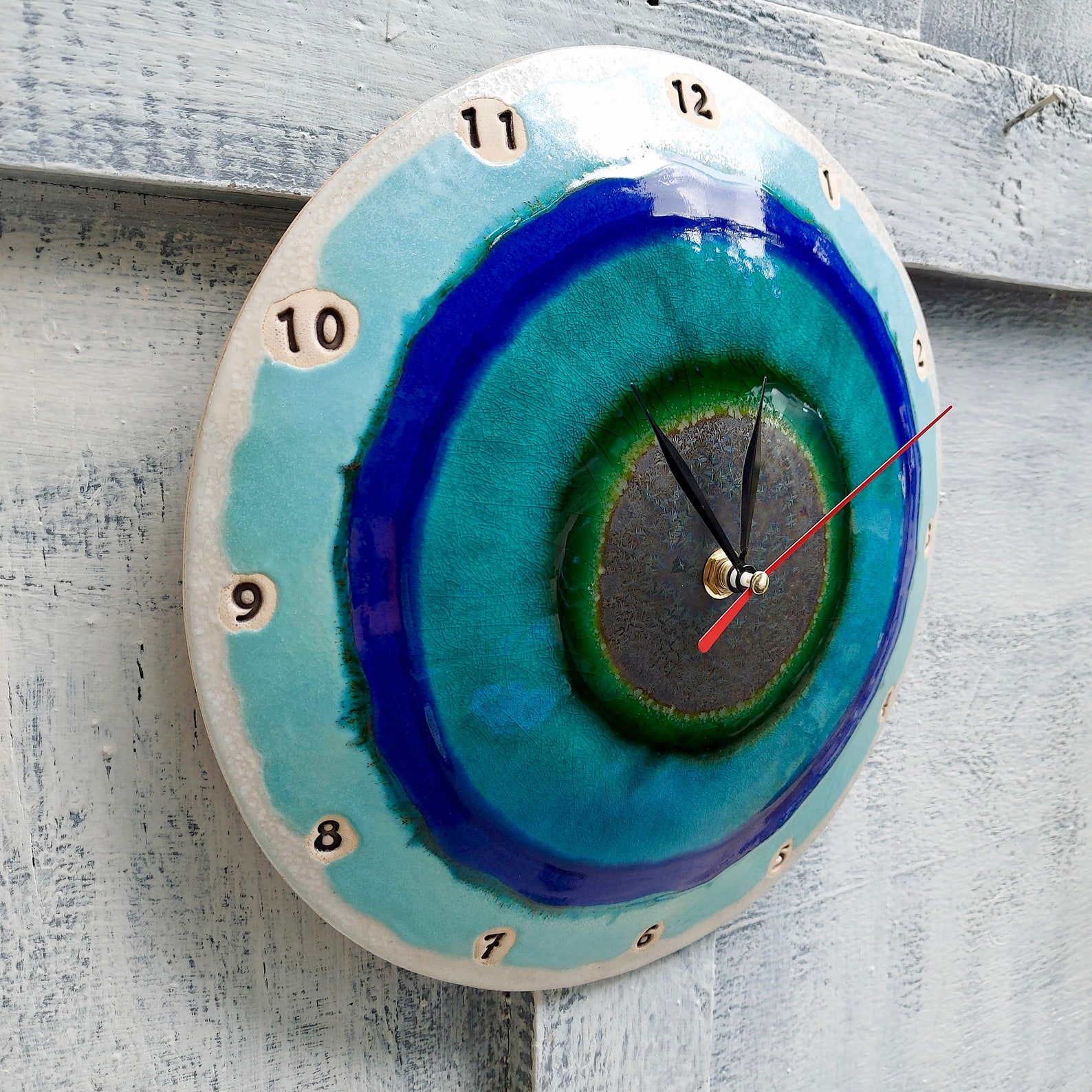 Art Clock Ceramic Clock Wall Round Clock Unique Clock - Etsy