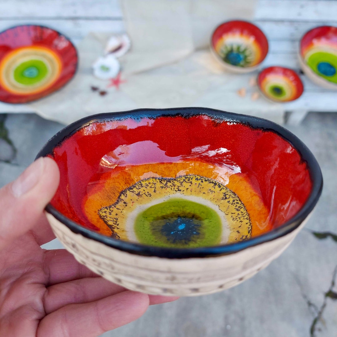 Red Ceramic Bowl, Snacks Bowl, Gift for Her, Nuts Plate, Art Pottery ...