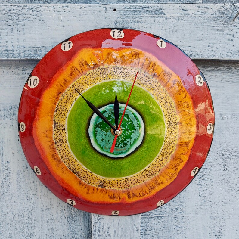 Ceramic Clock Wall Round Clock Unique Clock Handmade - Etsy