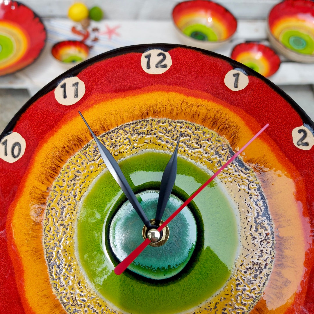 Ceramic Clock Wall Round Clock Kitchen Clock Home Decor - Etsy