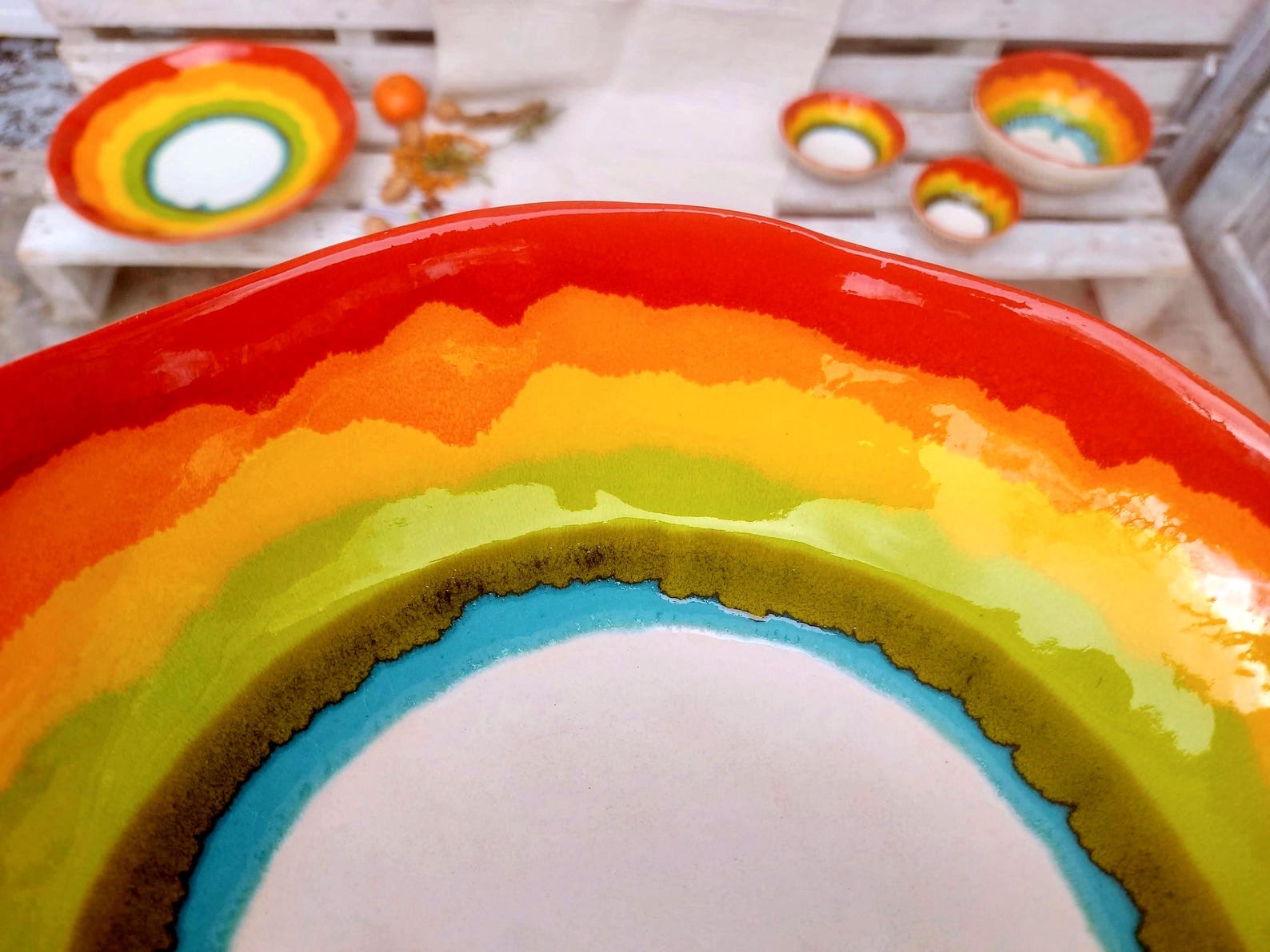 Handmade Ceramic Bowl – Colorful Art Pottery Fruit Serving Bowl Decor ...