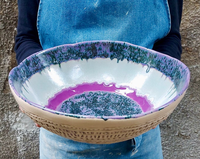Handmade Pottery Bowl, Large Serving Bowl, Unique Art, Mother Day Gift ...