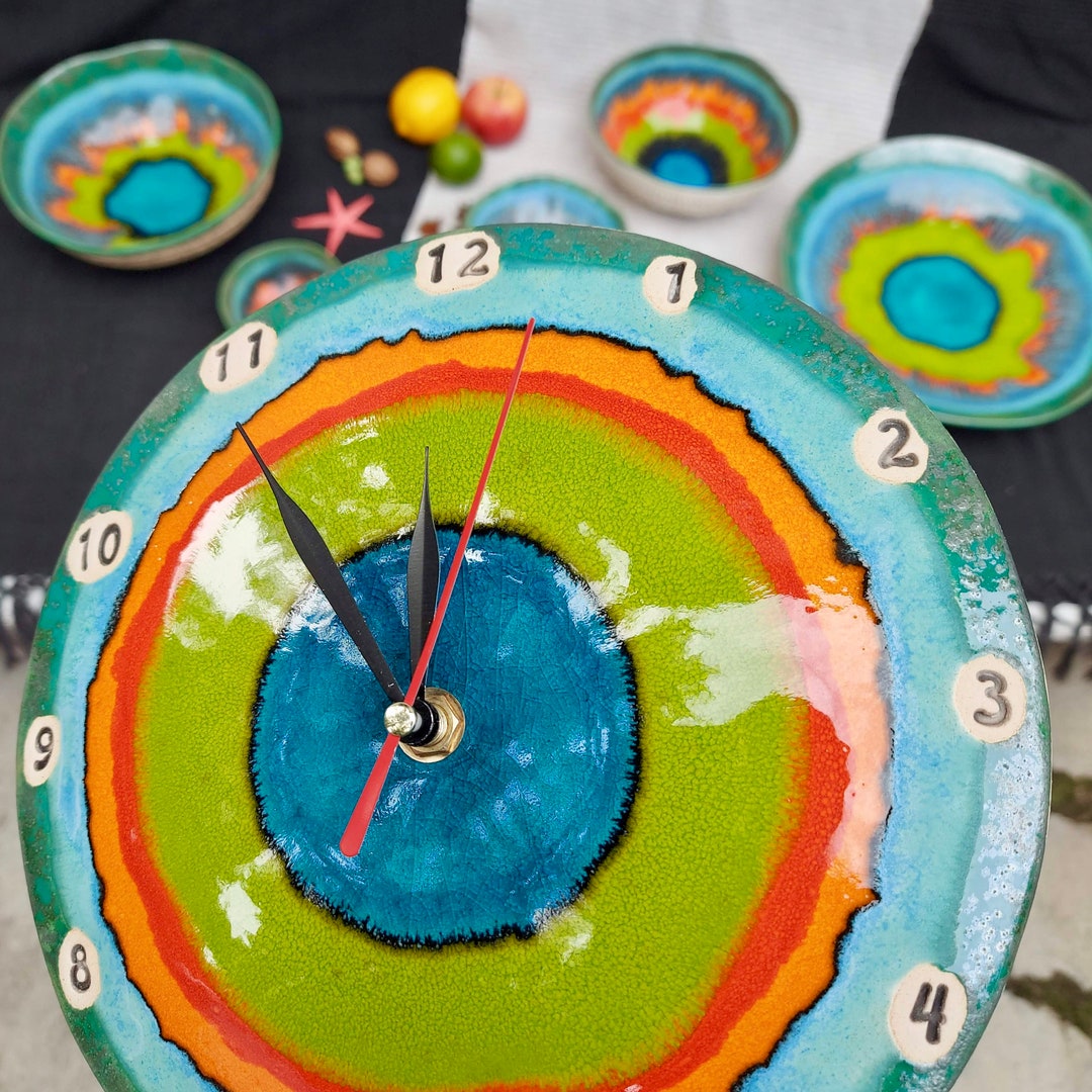 Ceramic Clock Wall Round Clock Kitchen Clock Home Decor - Etsy