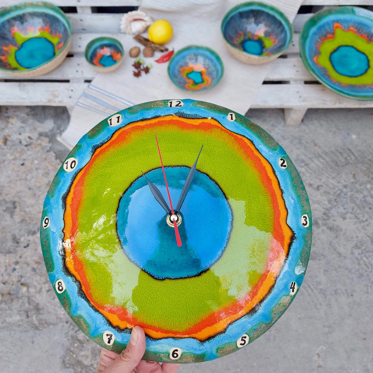 Ceramic Clock Wall Round Clock Unique Clock Handmade - Etsy