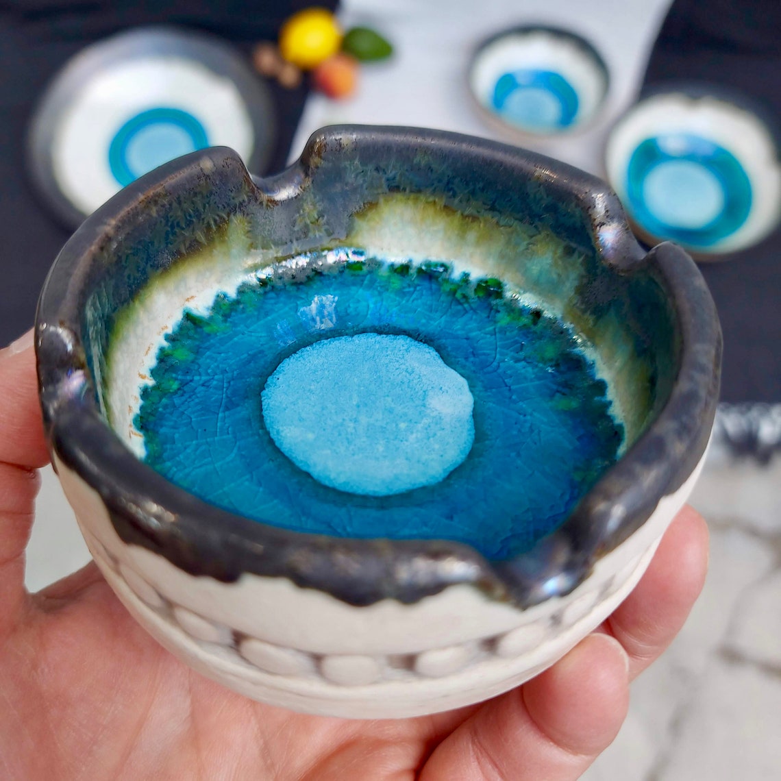 Ceramic Small Ashtray Blue Ashtray Gift for Him Colorful - Etsy
