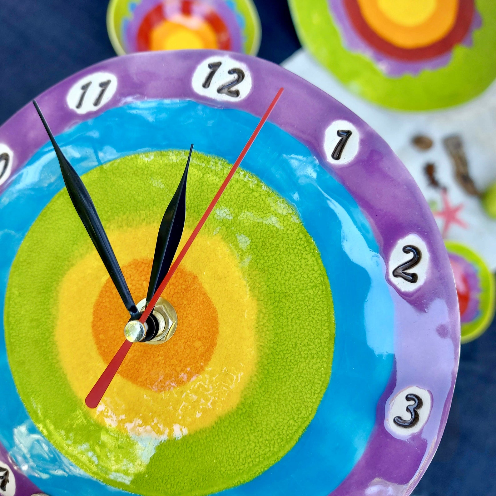 Colorful Clock Ceramic Wall Art Clock Kitchen Clock - Etsy