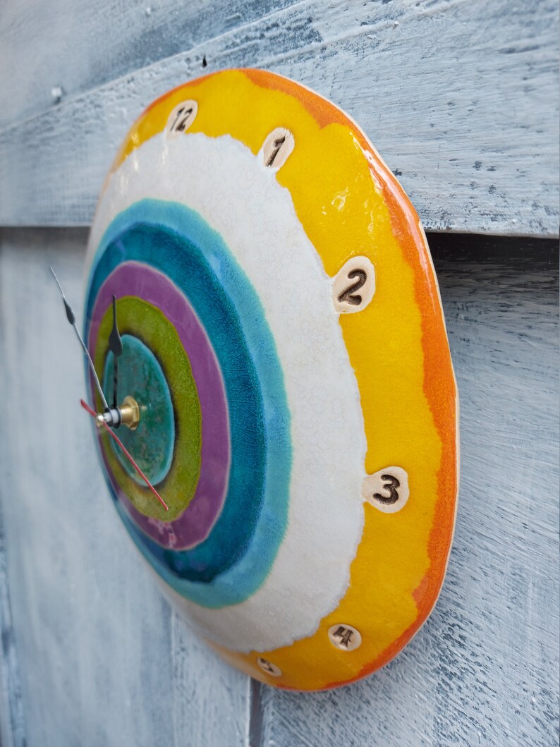 Art Clock Ceramic Clock Wall Round Clock Unique Clock | Etsy