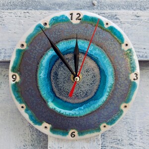 Unique Wall Clock, Blue Art, Ceramic Clock, Blue Home Decor, Pottery ...