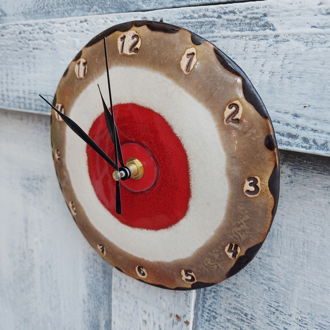 Handmade Red Ceramic Clock Unique Art Wedding Gift Wall | Etsy