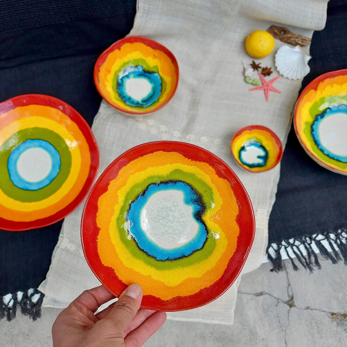 Ceramic Rainbow Plate Gift for Her Handmade Unique Bowl | Etsy