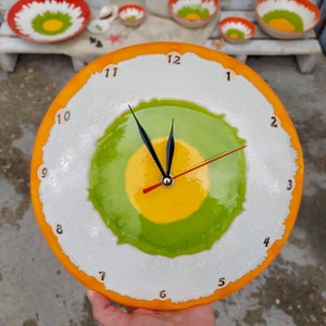 Art Clock, Ceramic Clock, Wall Round Clock, Unique Clock, Handmade ...