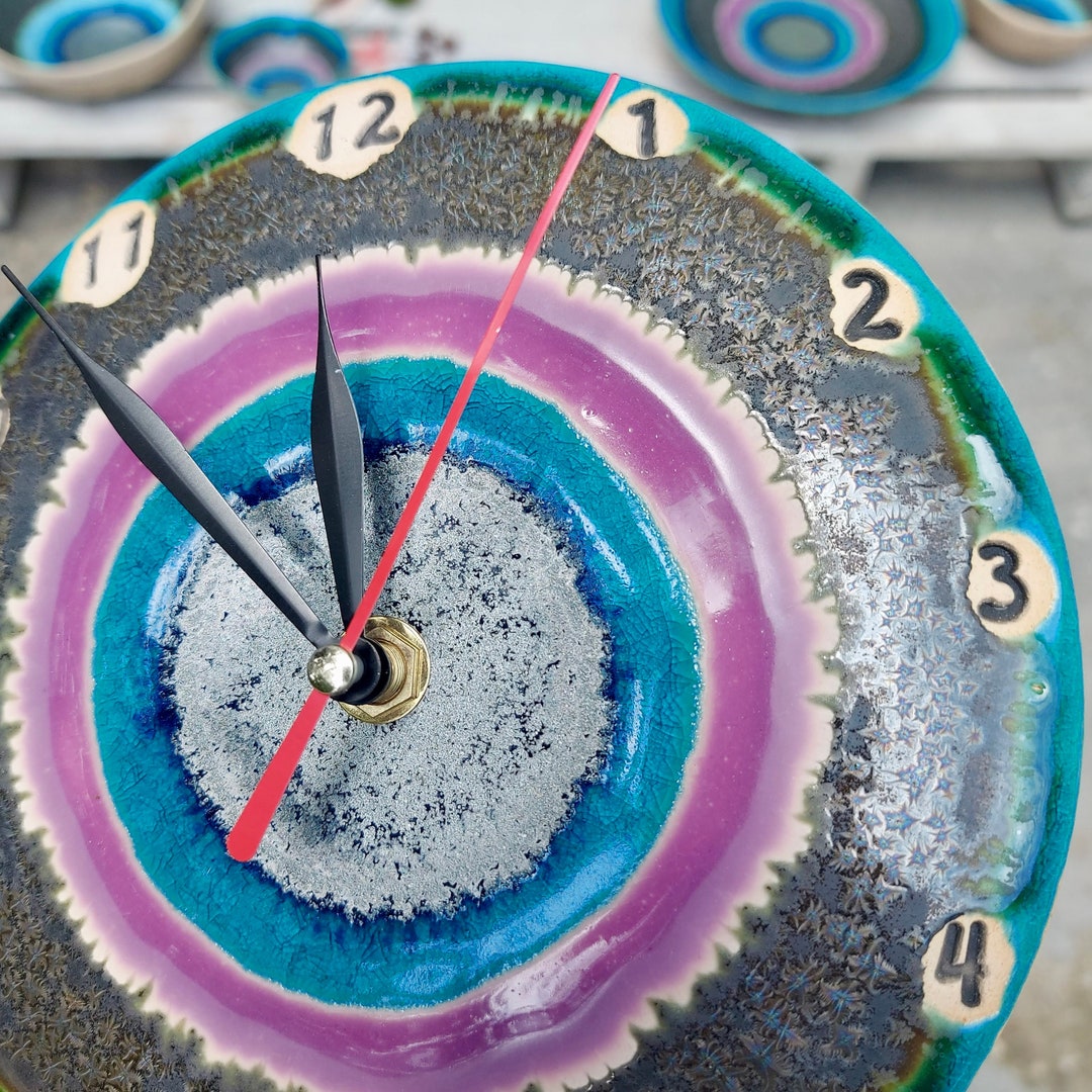 Unique Ceramic Clock, Hand Made Pottery, Clock Gift, Home Decor, Wall ...