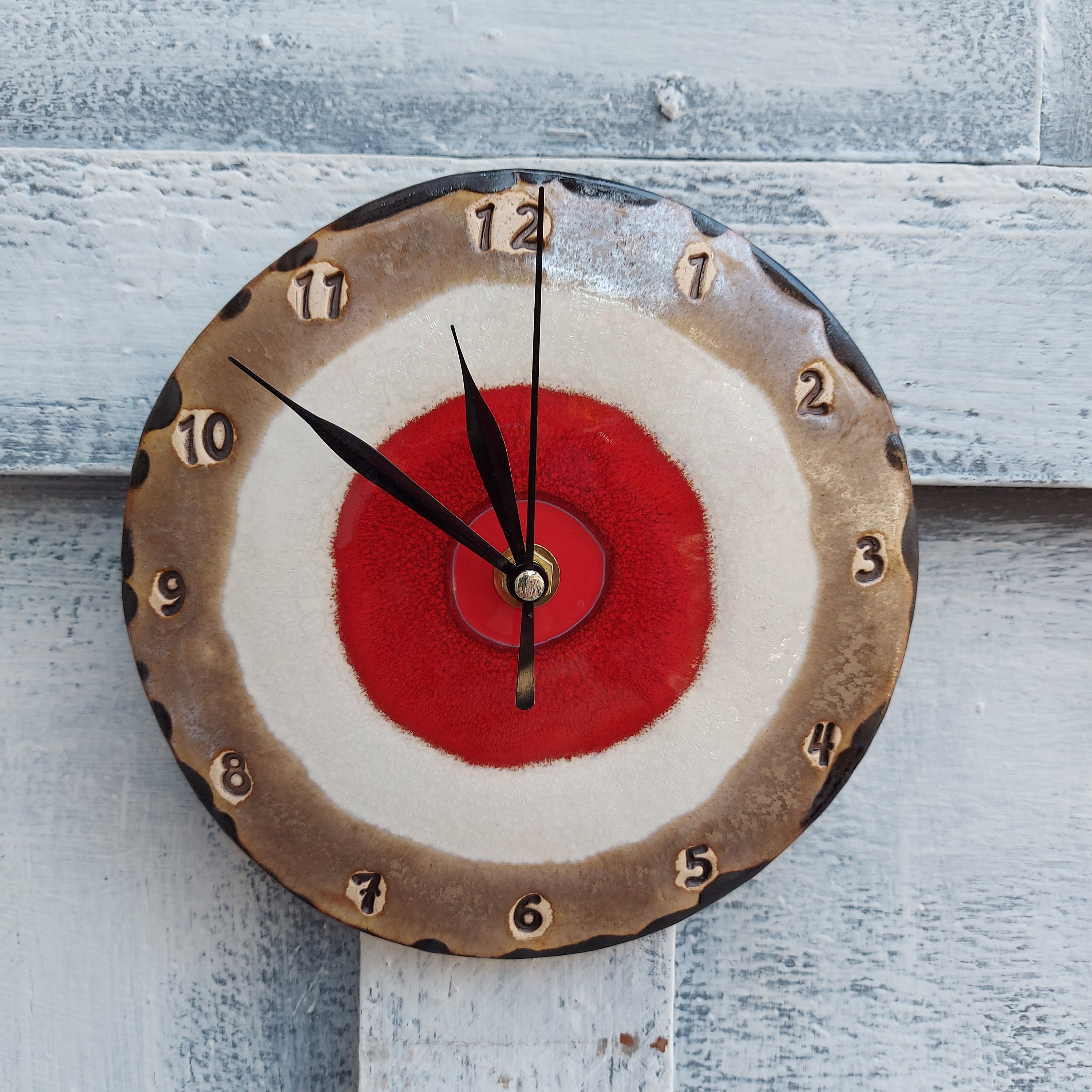Handmade Red Ceramic Clock Unique Art Wedding Gift Wall | Etsy