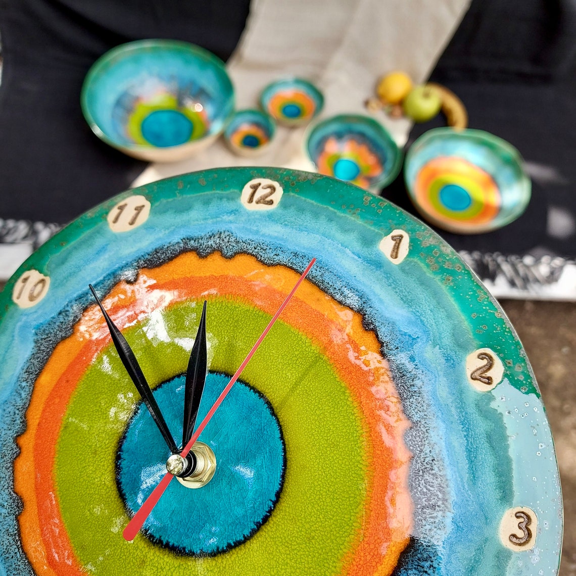Ceramic Clock Wall Round Clock Kitchen Clock Home Decor | Etsy