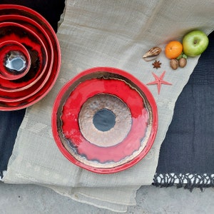 Red Wall Plate Christmas Home Decor Wall Ceramic Unique | Etsy