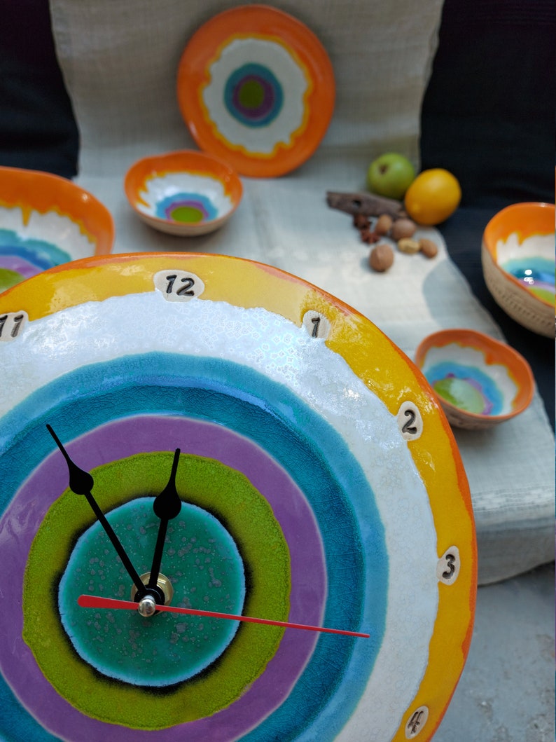 Art Clock Ceramic Clock Wall Round Clock Unique Clock | Etsy