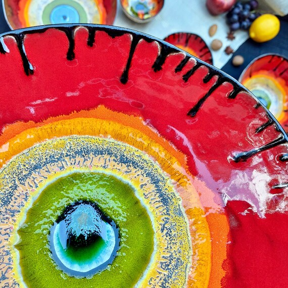 Red Wall Plate Christmas Home Decor Wall Ceramic Unique | Etsy