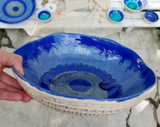 Handmade Pottery Bowl, Large Serving Bowl, Unique Art, Mother Day Gift ...