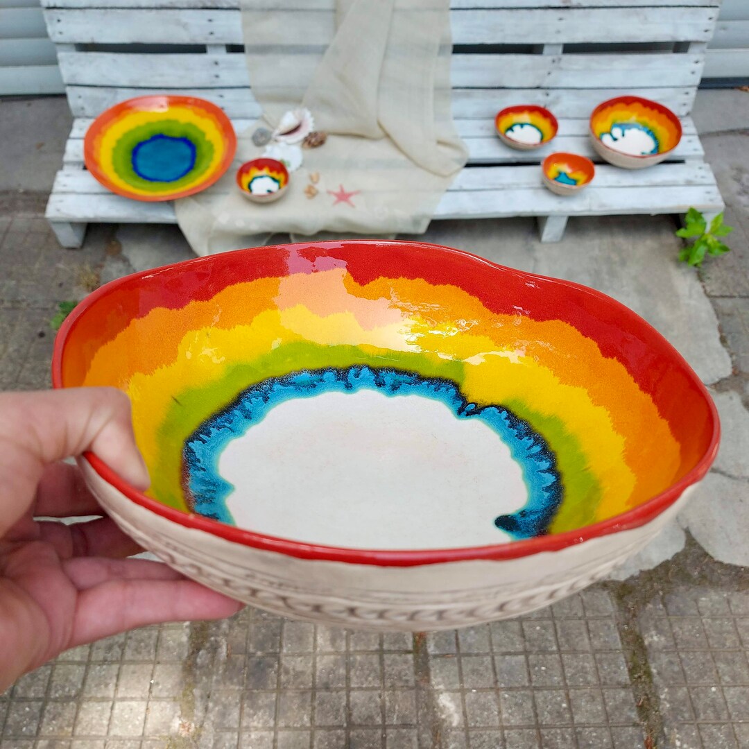 Rainbow Ceramic, Unique Bowl, Art Home Decor, Color Bowl, Housewarming ...