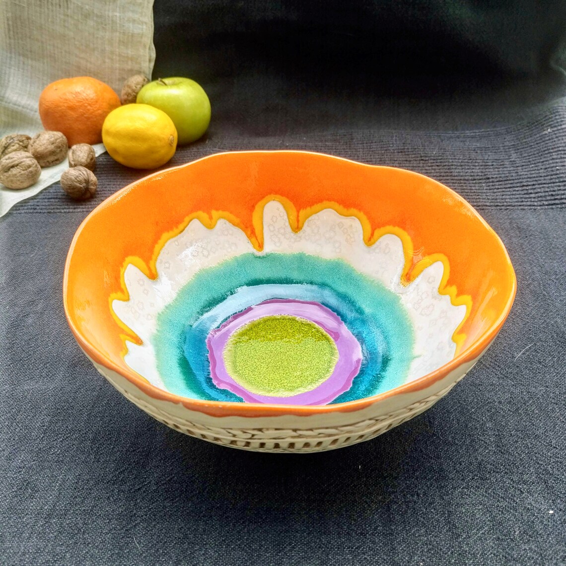 Pottery Bowl Artistic Pottery Ceramic Fruit Bowl Home | Etsy