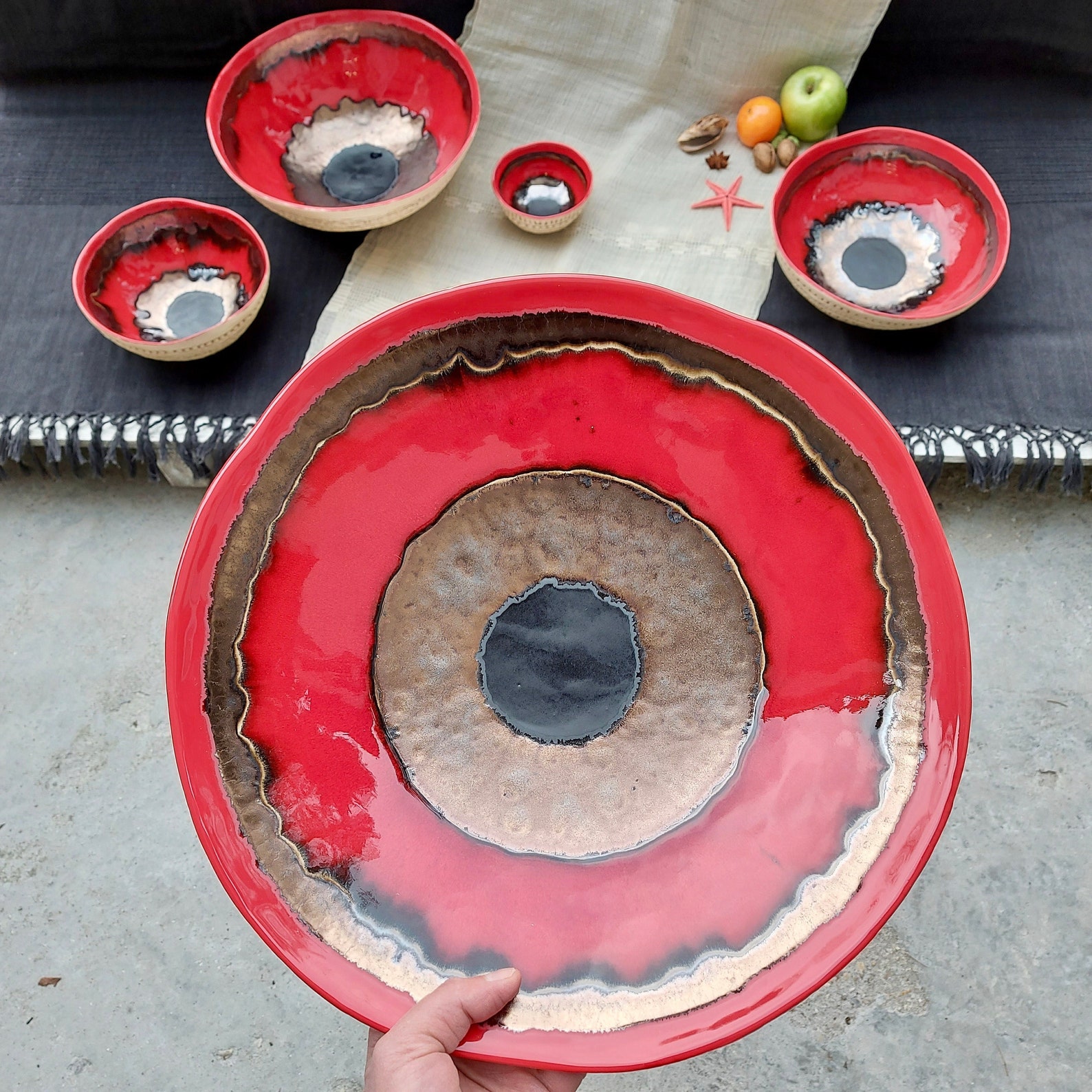 Red Wall Plate Christmas Home Decor Wall Ceramic Unique | Etsy