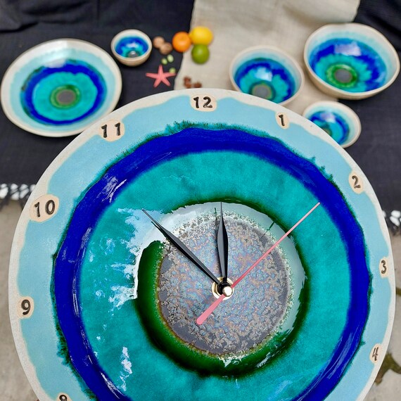 Art Clock Ceramic Clock Wall Round Clock Unique Clock - Etsy
