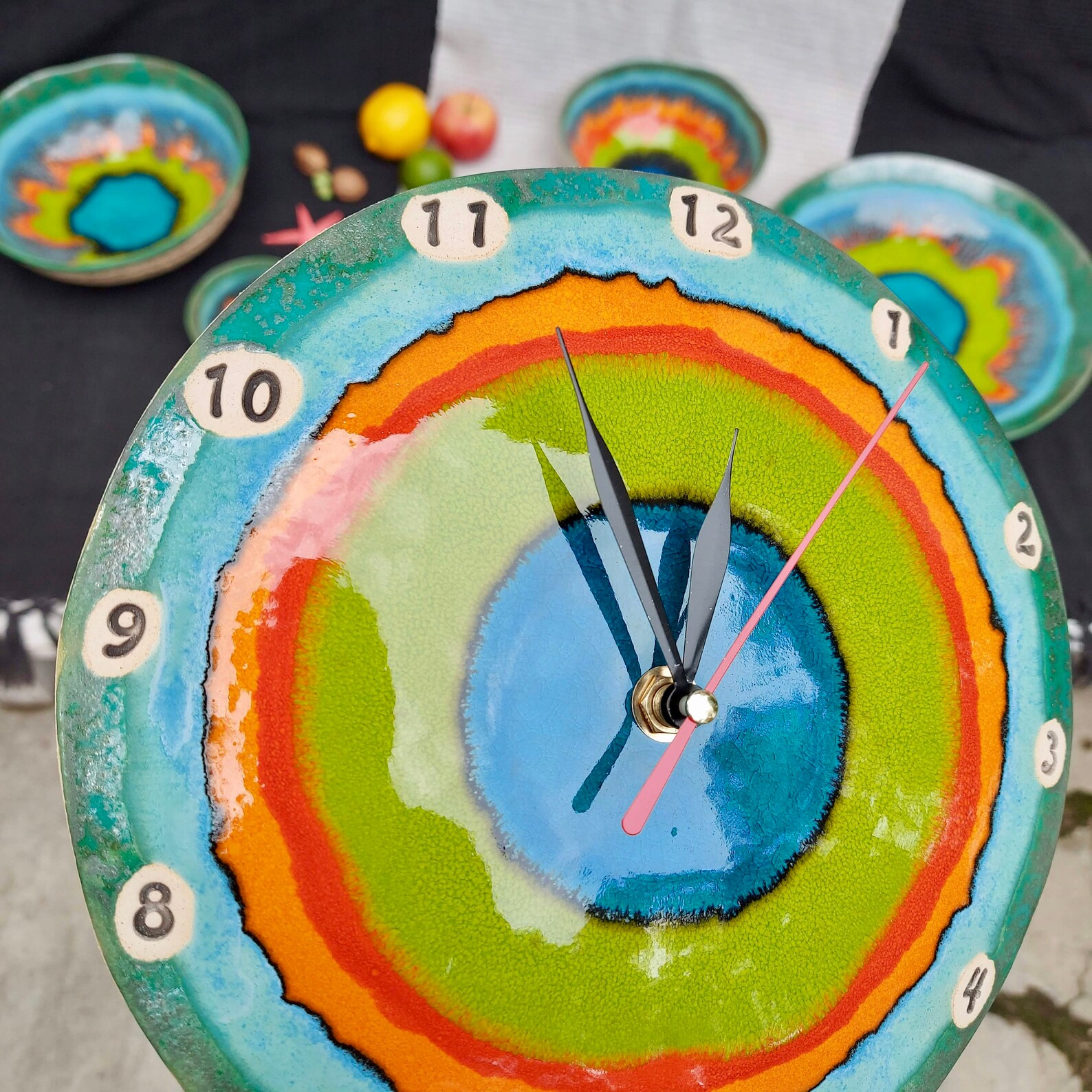 Ceramic Clock Wall Round Clock Kitchen Clock Home Decor - Etsy