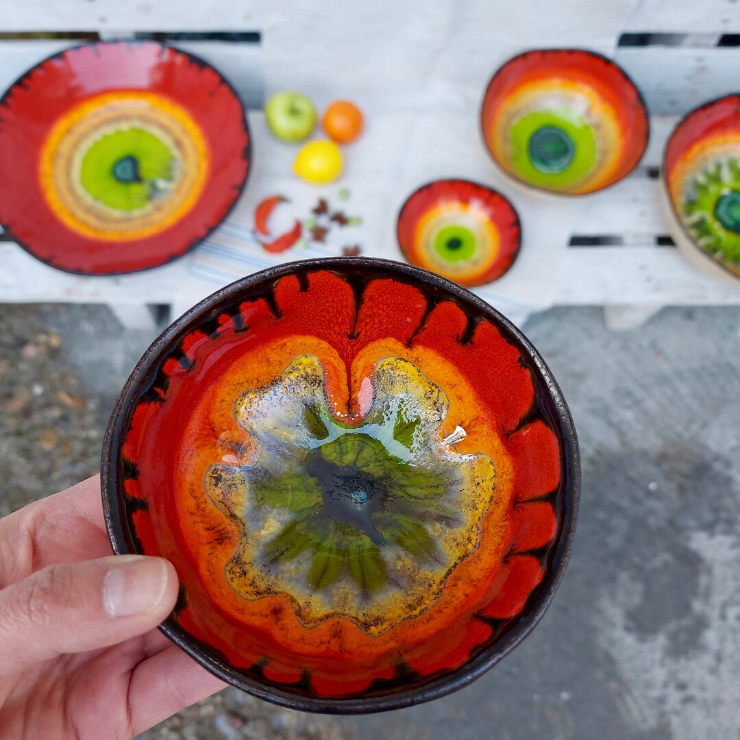 Red Ceramic Bowl Snacks Bowl Gift for Her Nuts Plate Art - Etsy