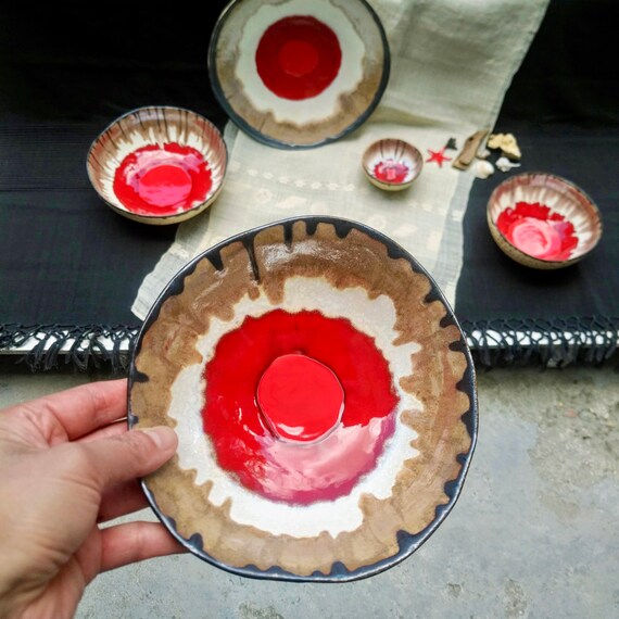 Colorful Plate Ceramic Tapas Plate Handmade Unique Bowl | Etsy