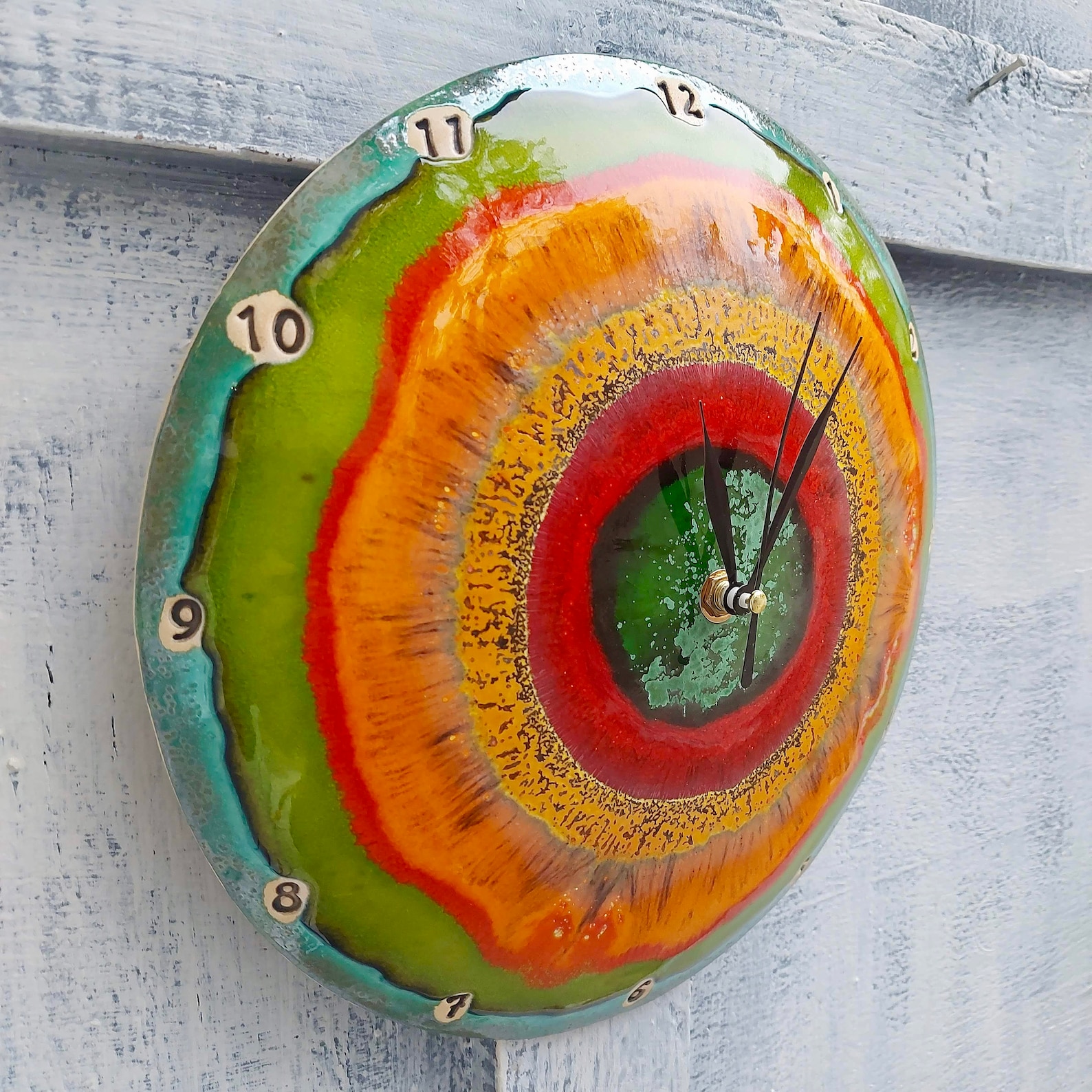 Art Clock Ceramic Clock Wall Round Clock Unique Clock - Etsy