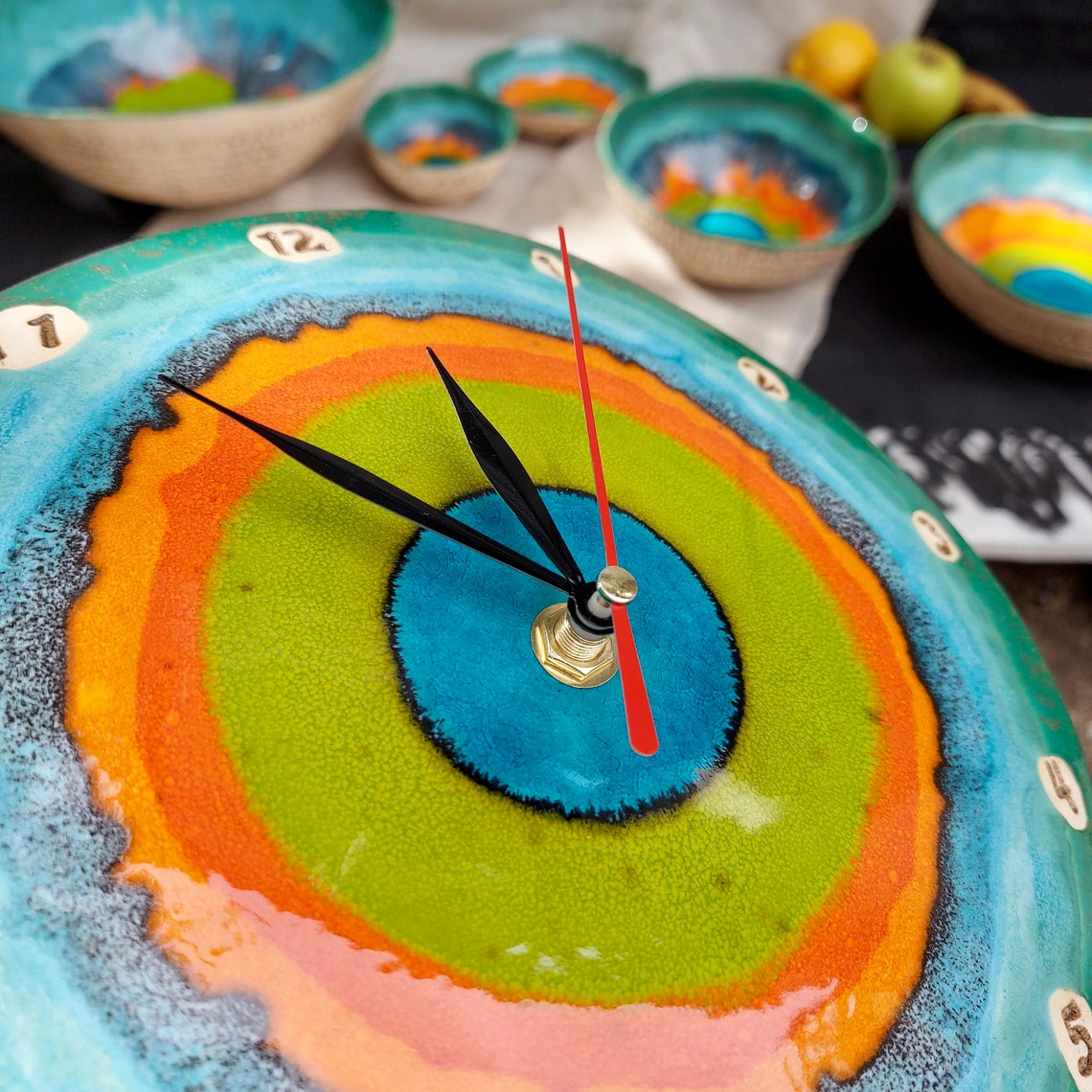 Ceramic Clock Wall Round Clock Kitchen Clock Home Decor | Etsy