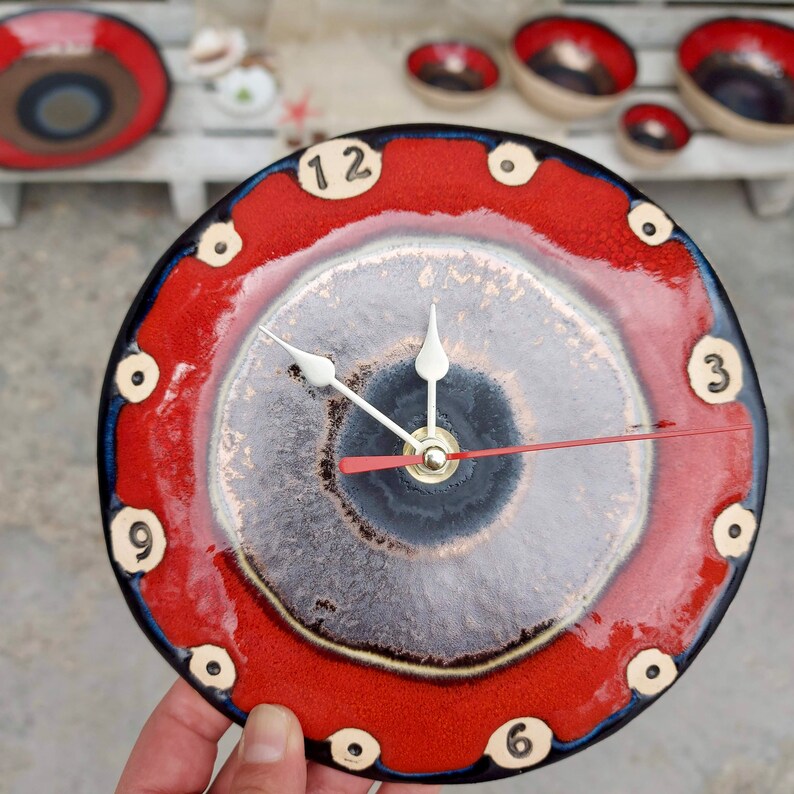 Wall Clock, Wedding Gift, Ceramic Wall, Modern Home Design, Handmade ...