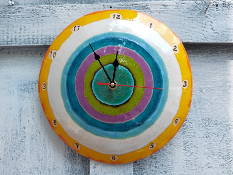 Art Clock Ceramic Clock Wall Round Clock Unique Clock | Etsy