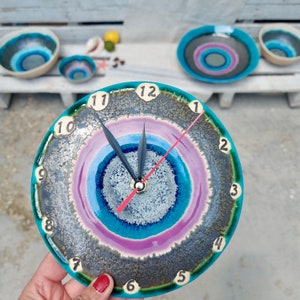 Unique Ceramic Clock, Hand Made Pottery, Clock Gift, Home Decor, Wall ...