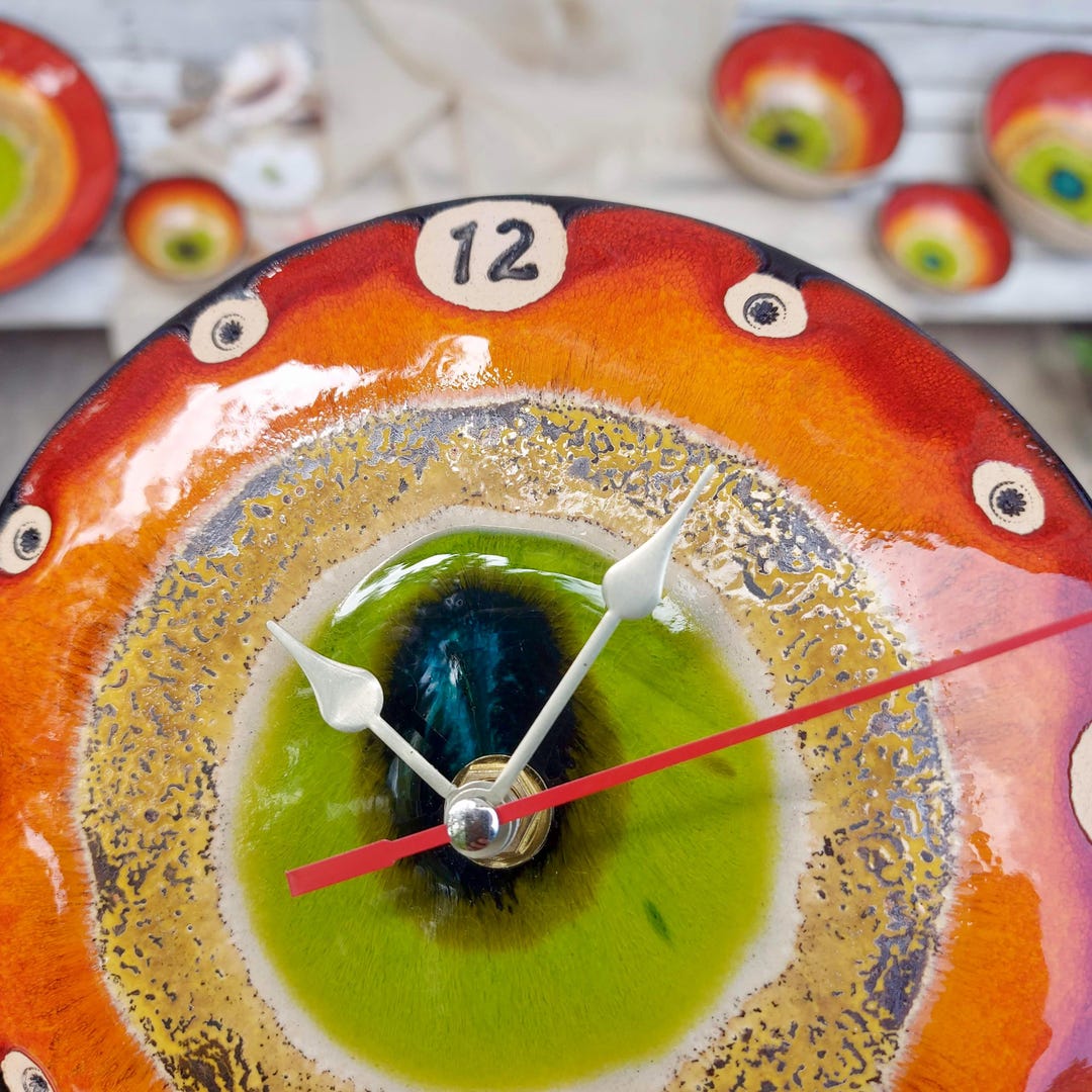 Clock Gift, Unique Clock, Ceramic Clock, Hand Made Pottery, Home Decor ...