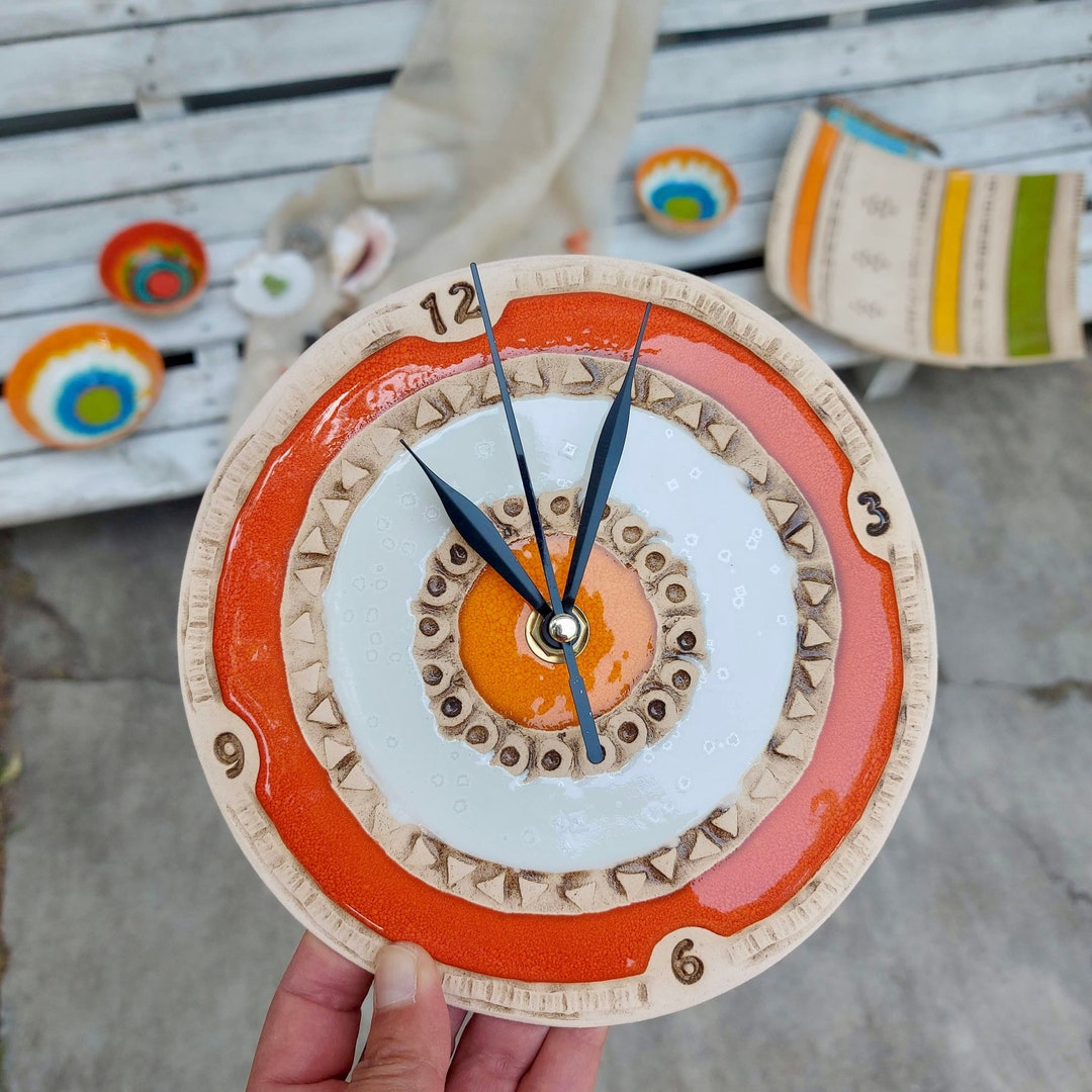 Colorful Clock, Ceramic Wall, Art Clock, Kitchen Clock, Housewarming ...