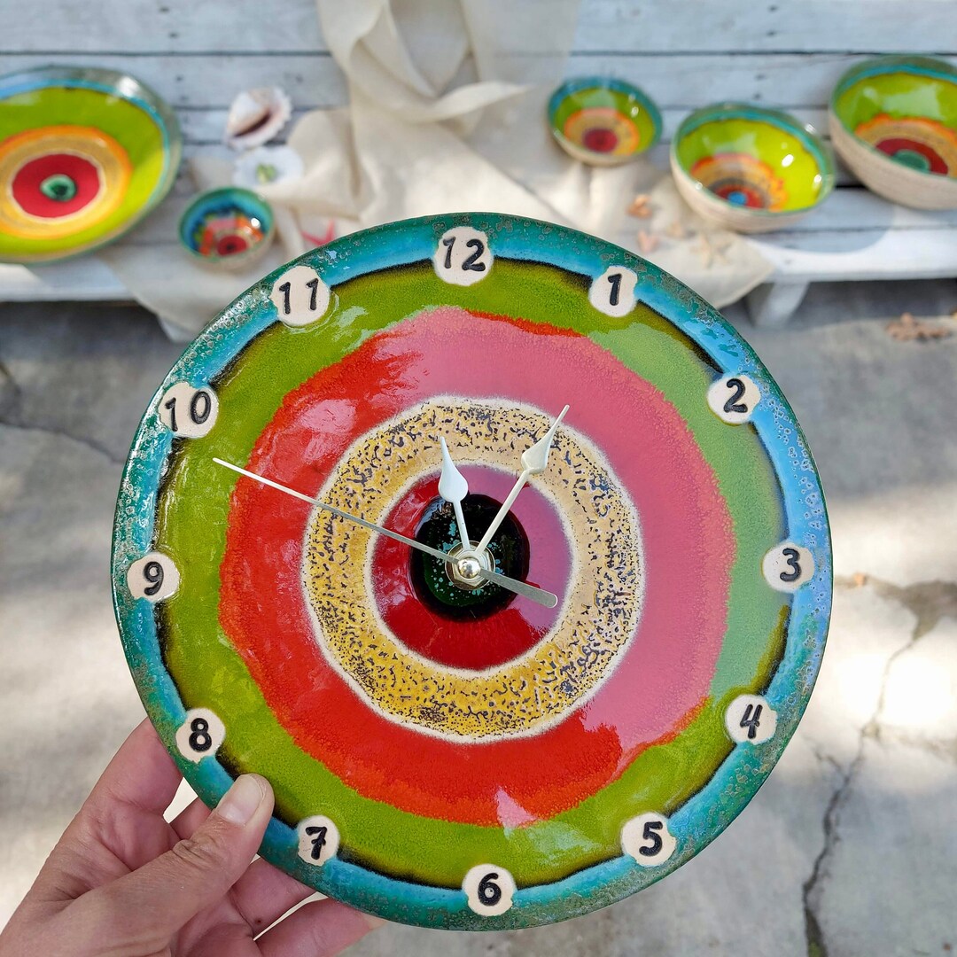 Ceramic Clock, Wall Round Clock, Kitchen Clock, Home Decor, Wall Decor ...