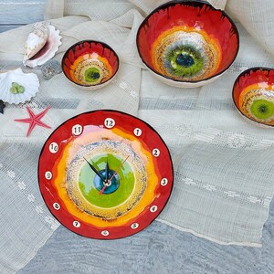 Art Clock Ceramic Clock Wall Round Clock Unique Clock - Etsy