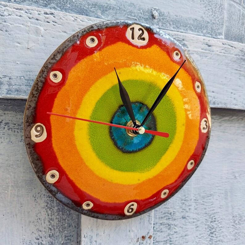 Handmade Red Ceramic Clock Unique Art Wedding Gift Wall | Etsy
